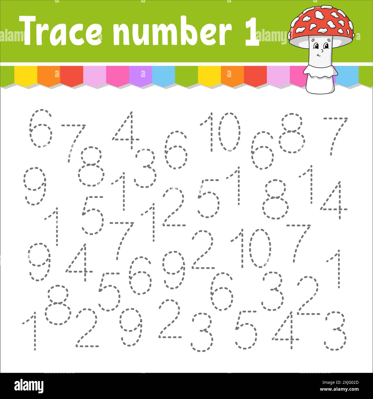 Trace number . Handwriting practice. Learning numbers for kids ...