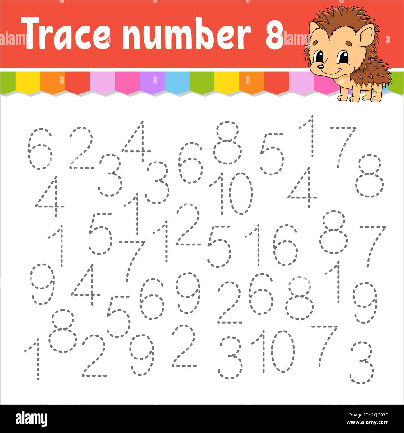 Trace number . Handwriting practice. Learning numbers for kids ...