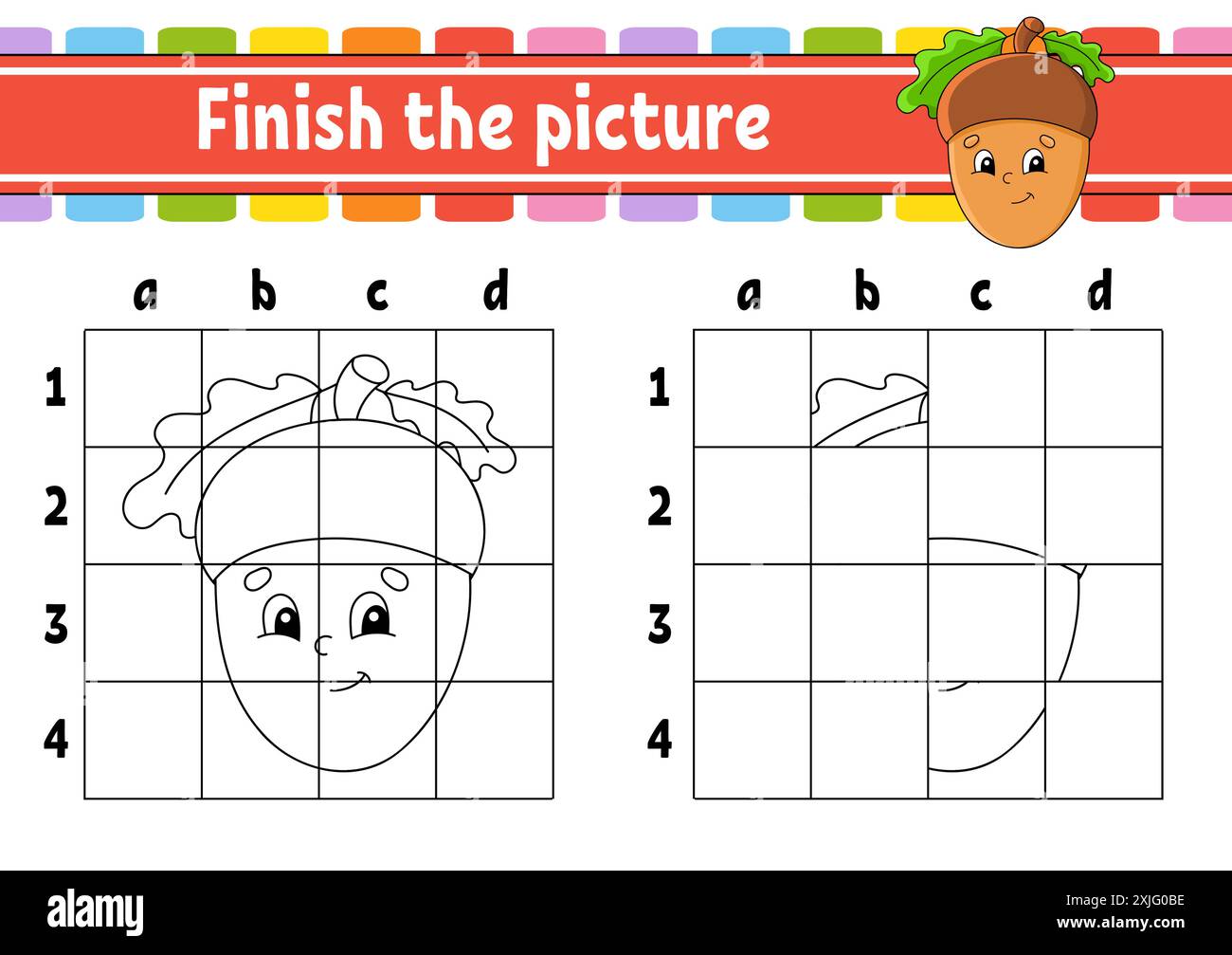 Finish the picture. Coloring book pages for kids. Education developing ...