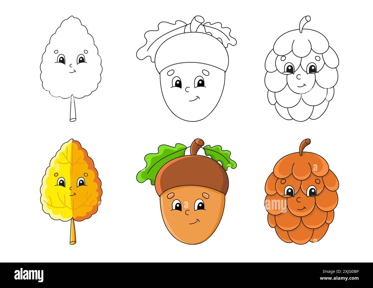 Set of color stickers for kids. cartoon characters. Black stroke ...