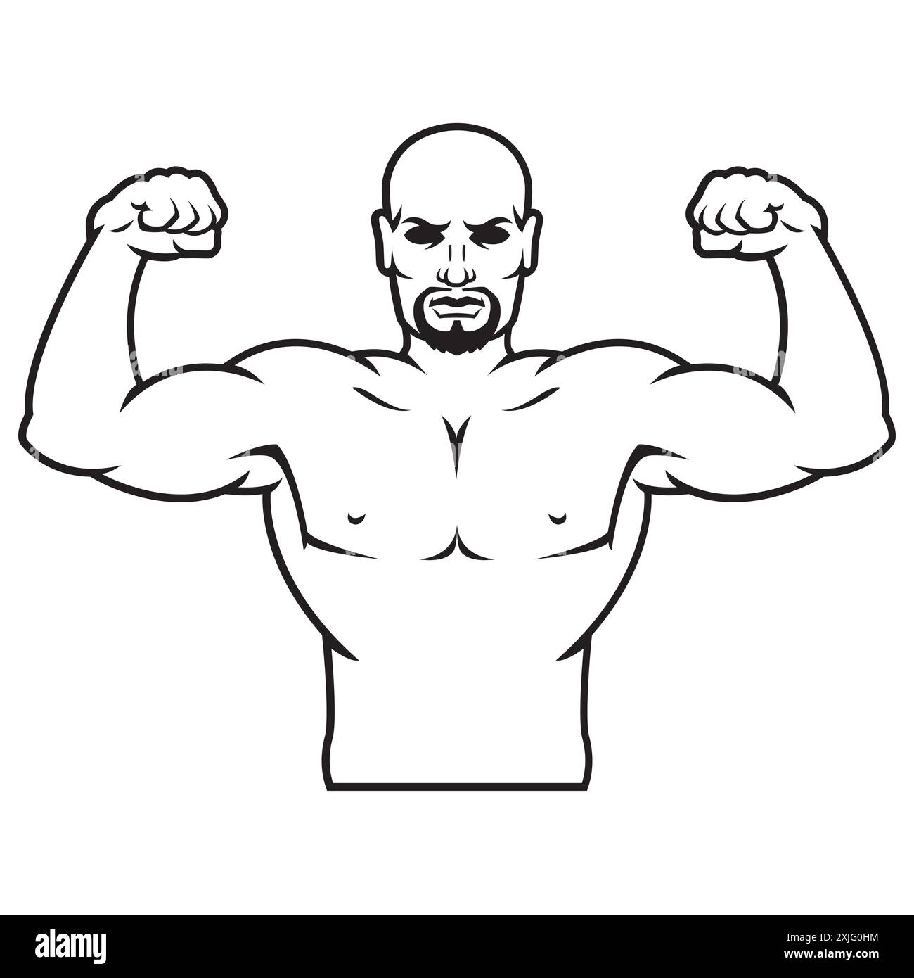 Bodybuilder strong man. Outline silhouette. Design element. Vector ...