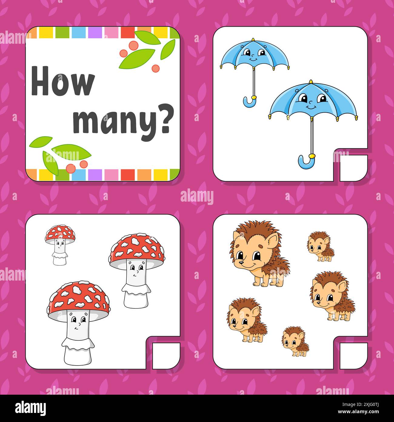 Counting game for children. Happy characters. Learning mathematics. How ...
