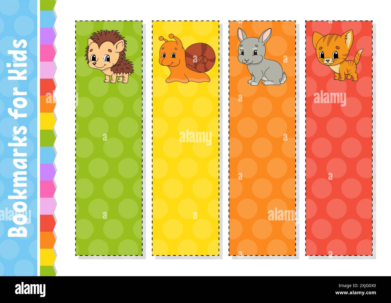 Set of paper bookmarks for books with cute cartoon characters. For kids ...