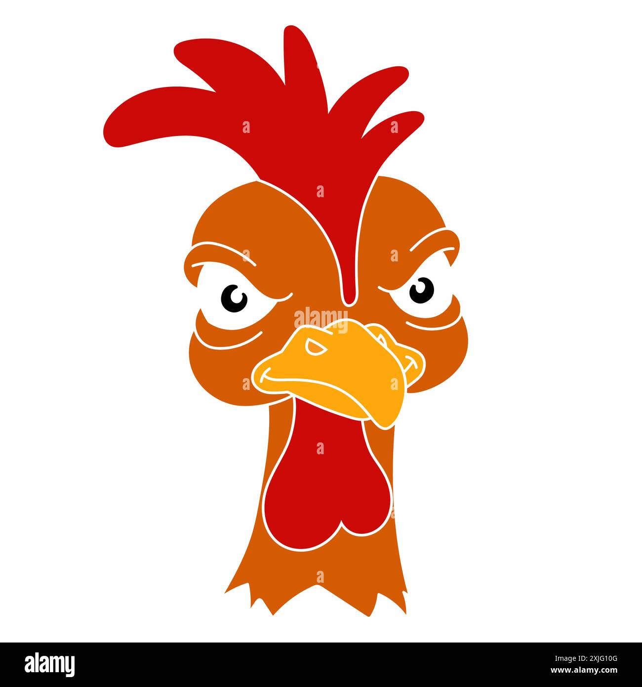 Angry rooster. Displeased poultry. Team mascot. Cartoon style. Colored ...