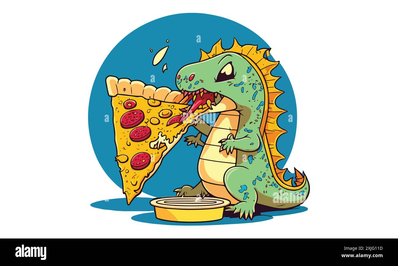 Dragon Eating a Pizza Vector Illustration Stock Vector Image & Art - Alamy