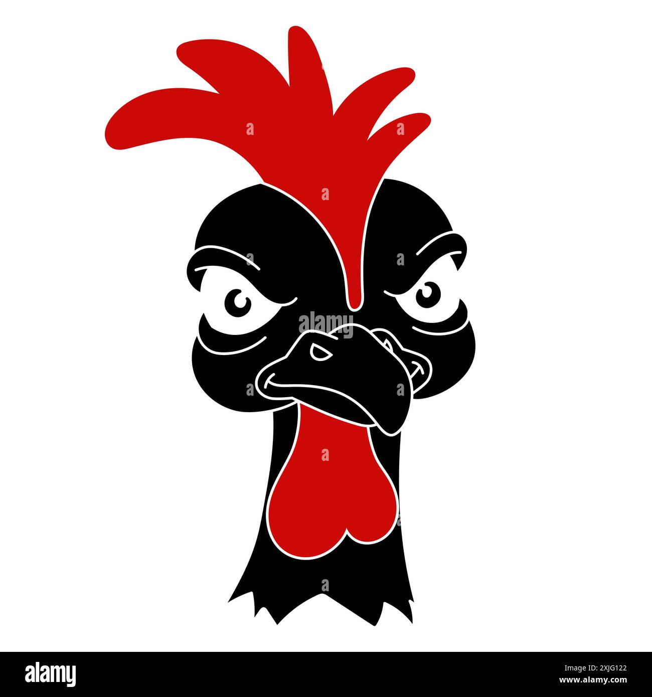 Angry rooster. Simple silhouette. Displeased poultry. Team mascot ...