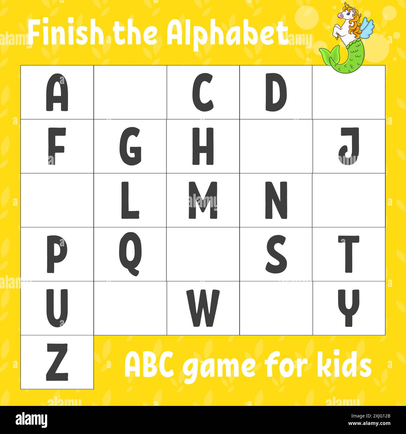 Finish the alphabet. ABC game for kids. Education developing worksheet ...