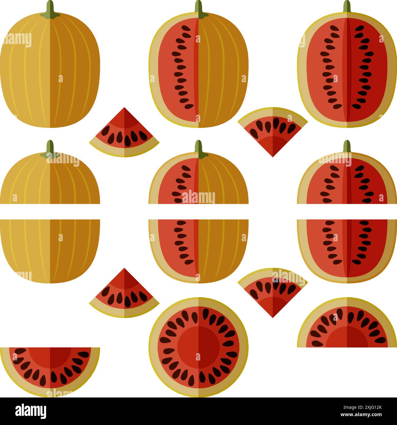 Set of Faerie watermelon. Citrullus lanatus. Fruits and vegetables ...