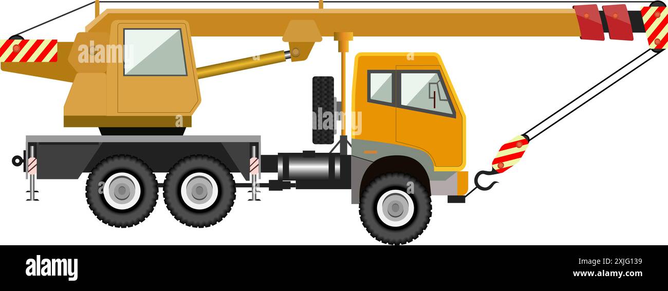 Mobile crane. Industrial machinery. Construction machinery. Vector ...