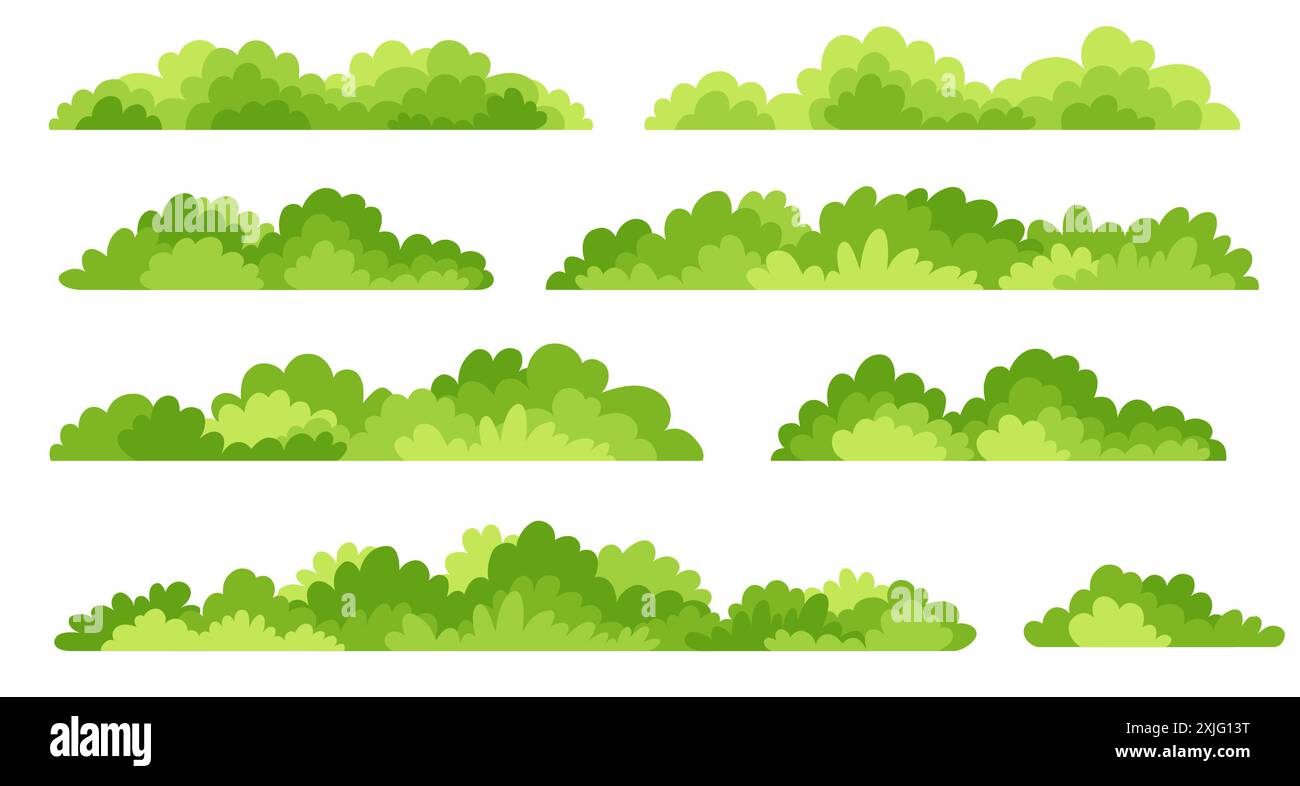 Green bushes. Cartoon forest and park shrubbery Stock Vector Image ...