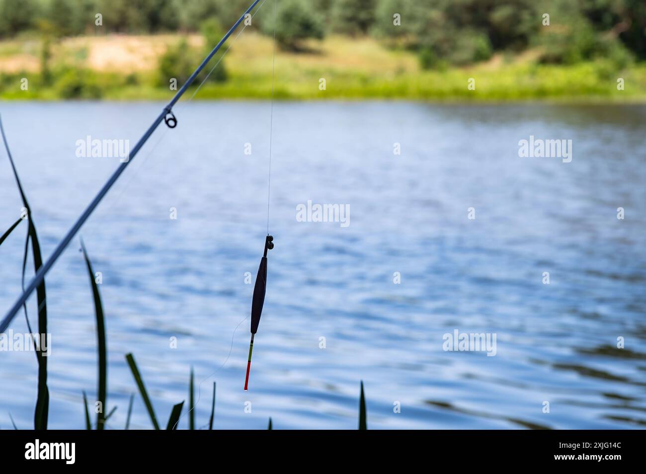 A Fishing Float Floats in the Air of the Lake and Nature Background ...