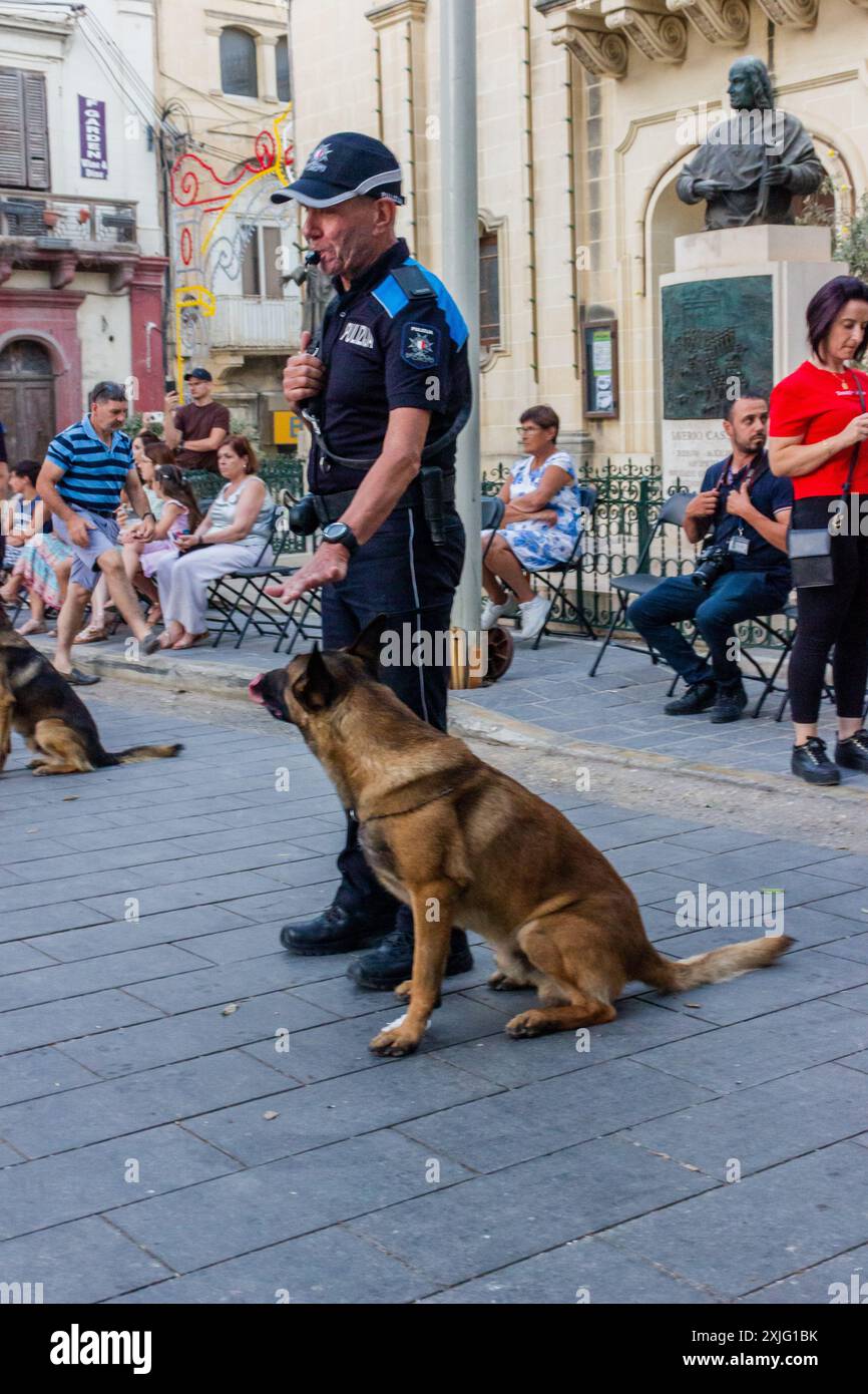 VICTORIA, GOZO - JULY 9th 2024 Malta Police show with police dogs and ...