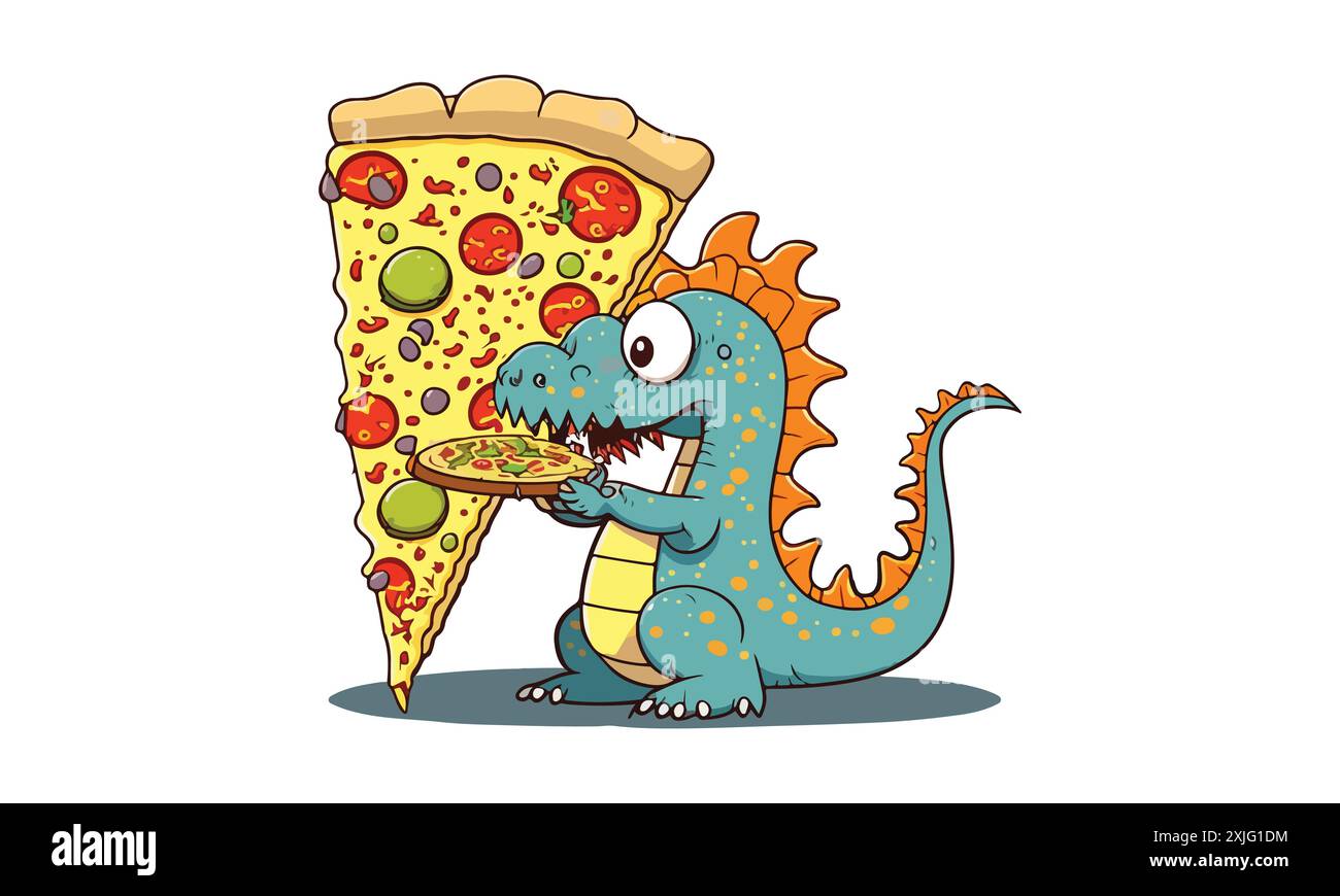 Dragon Eating a Pizza Vector Illustration Stock Vector Image & Art - Alamy
