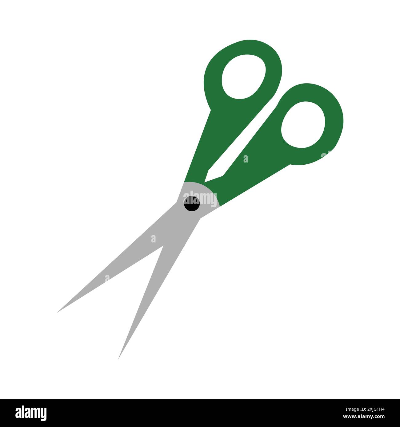 Green handled scissors with sharp silver blades isolated cutting tools ...