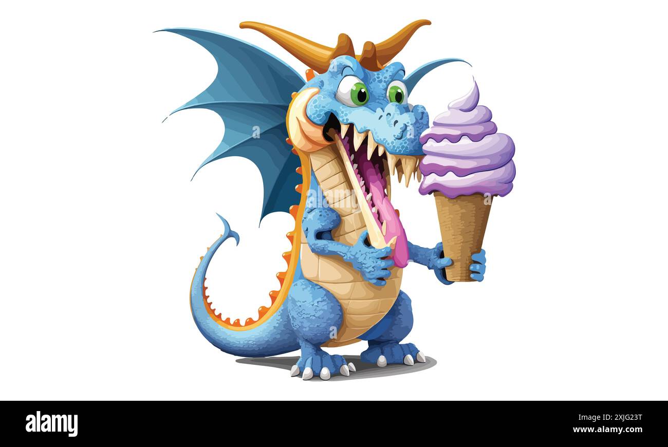 Dragon Eating Ice Cream Vector Illustration Stock Vector Image & Art - Alamy