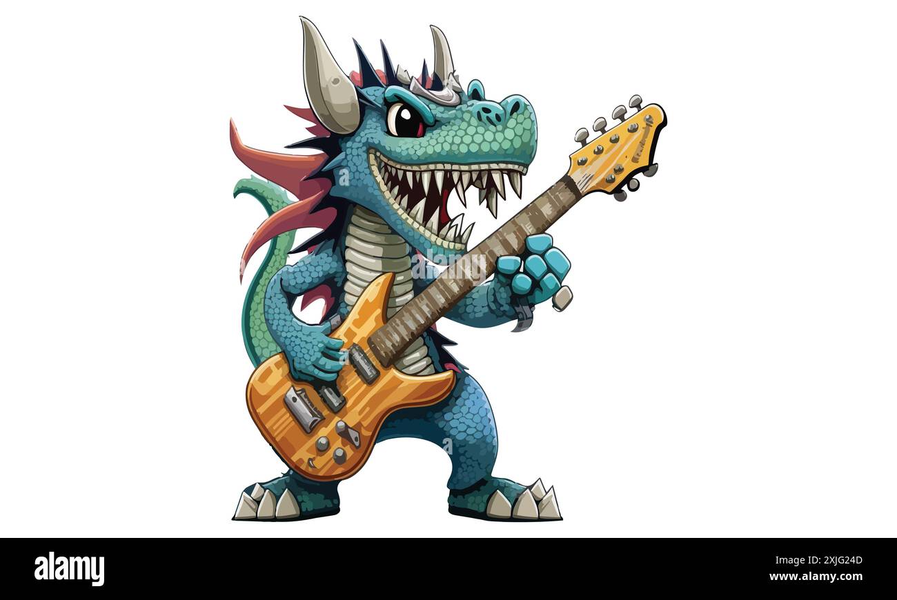 Dragon Playing a Guitar Vector Illustration Stock Vector Image & Art ...