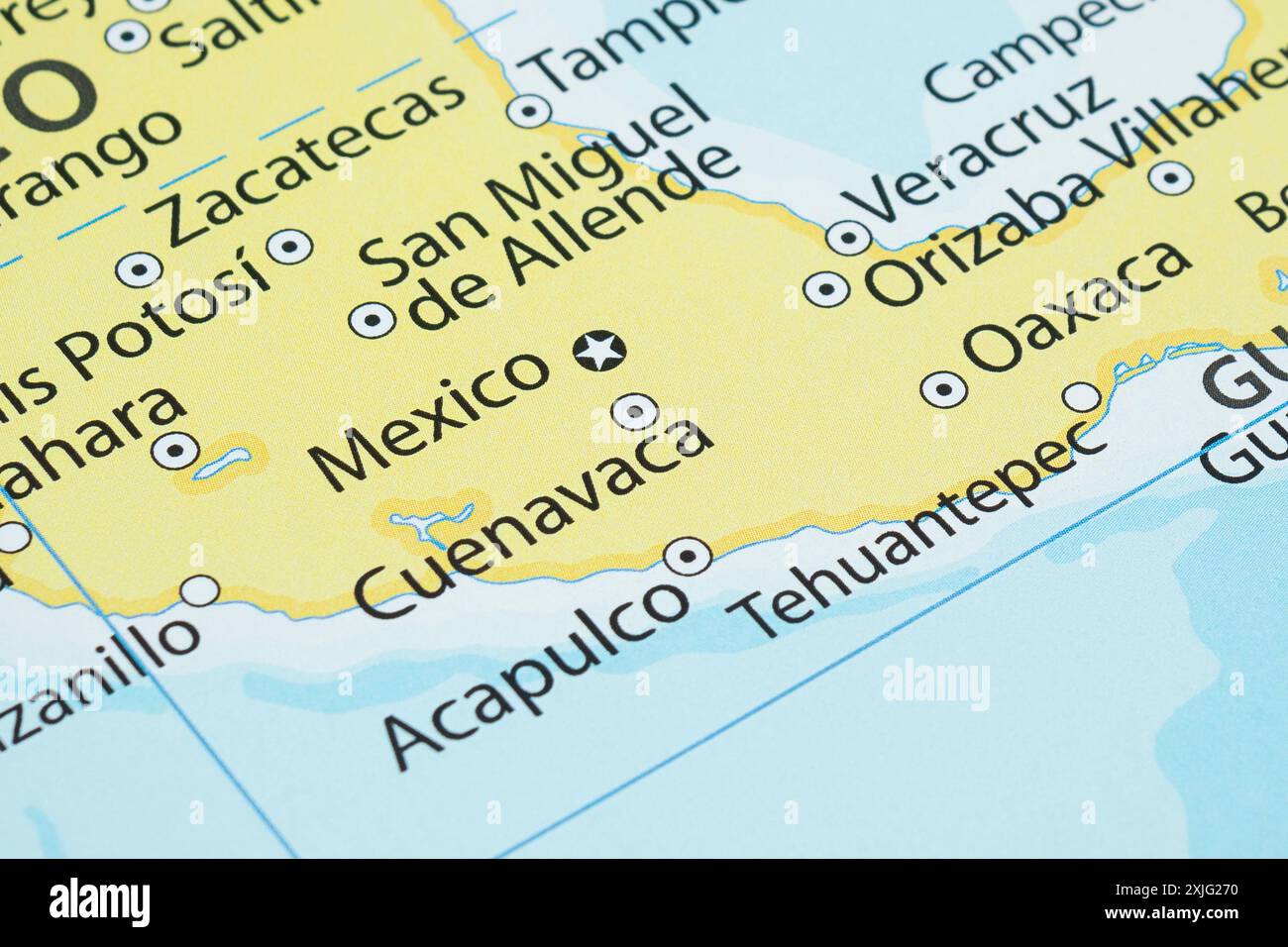 Macro photography of Cuernavaca city into political mexican map with important cities Stock ...