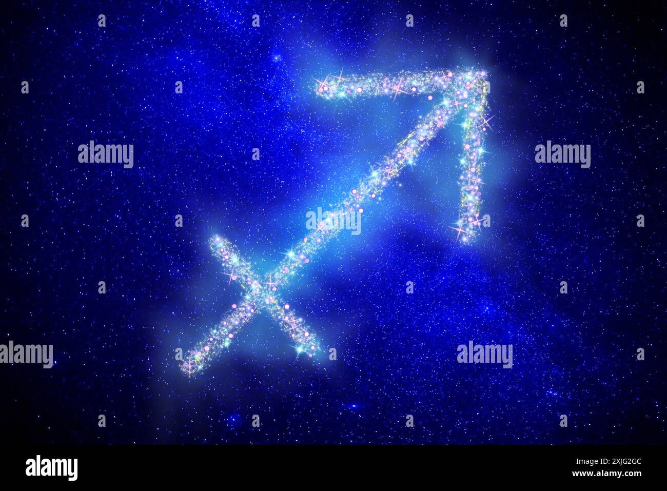 Sagittarius zodiac sign made of stars on night sky Stock Photo - Alamy