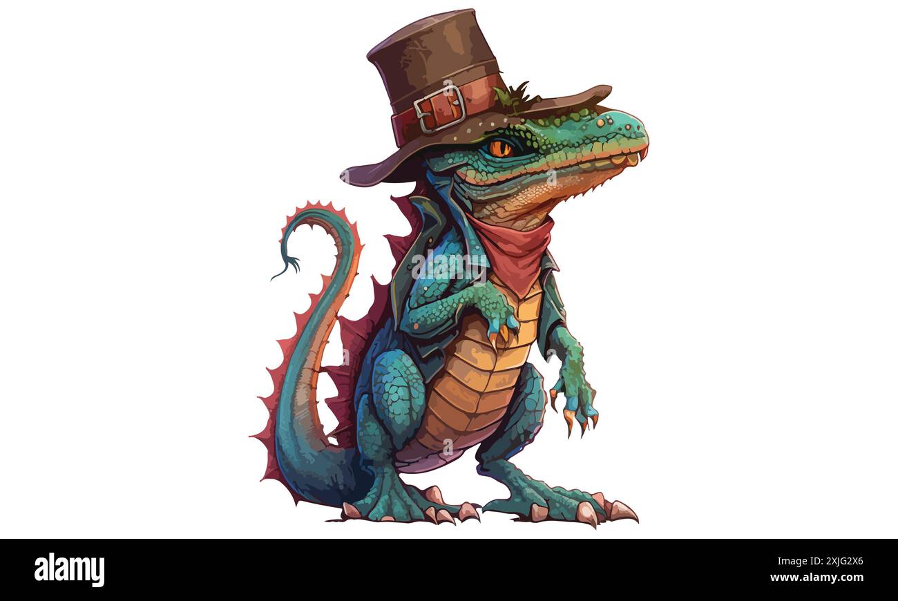 Dragon Wearing a Hat Vector Illustration Stock Vector Image & Art - Alamy