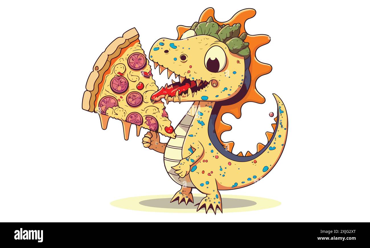 Dragon Eating a Pizza Vector Illustration Stock Vector Image & Art - Alamy