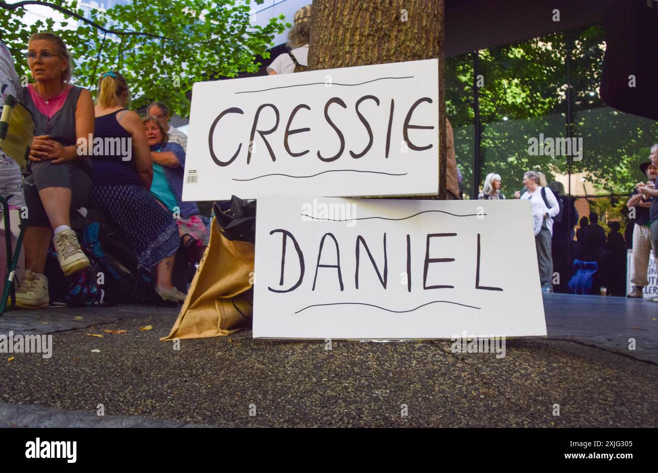 London, England, UK. 18th July, 2024. Protesters gather outside ...