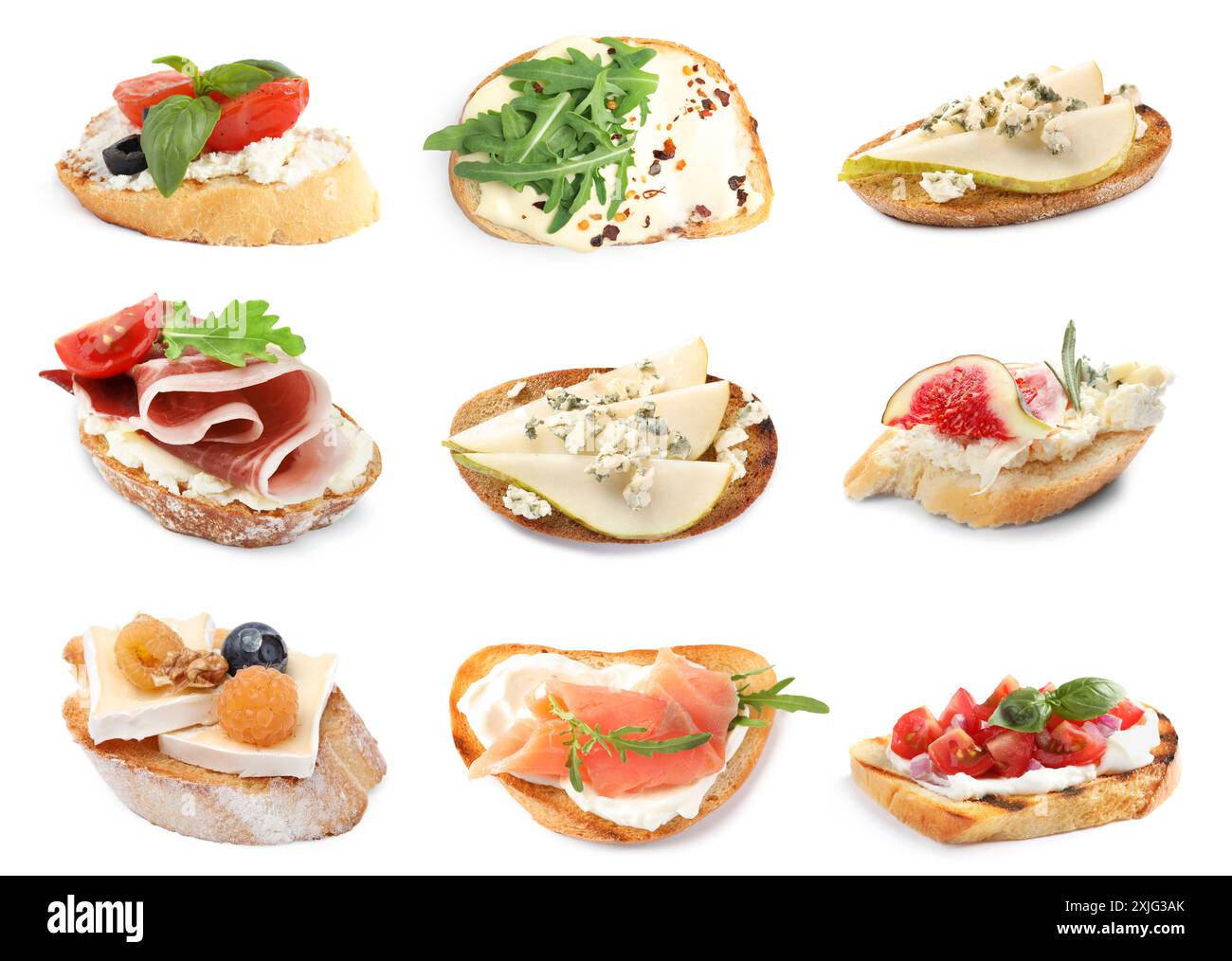 Set of different canapes isolated on white Stock Photo - Alamy