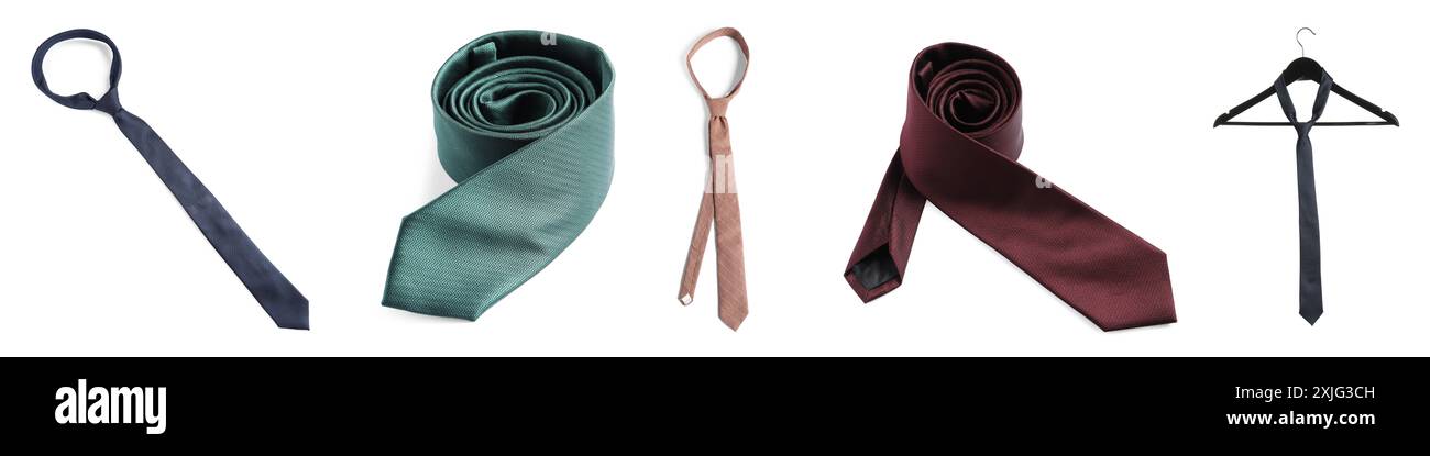 Many different ties isolated on white, set Stock Photo - Alamy