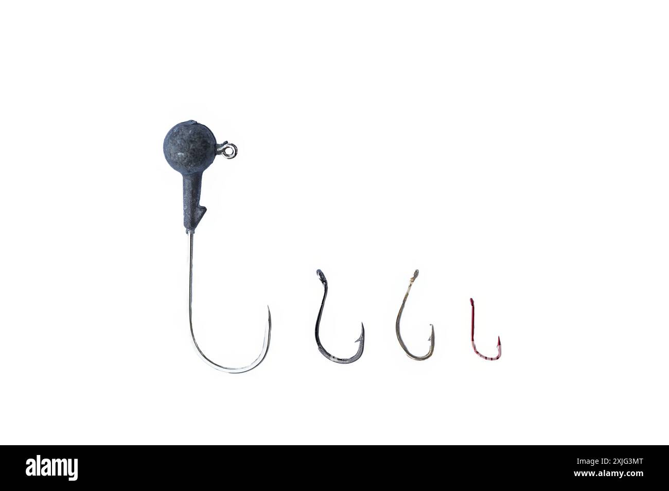 Wide Variety Colors and Hook Sizes Isolated on White Background. Sharp ...