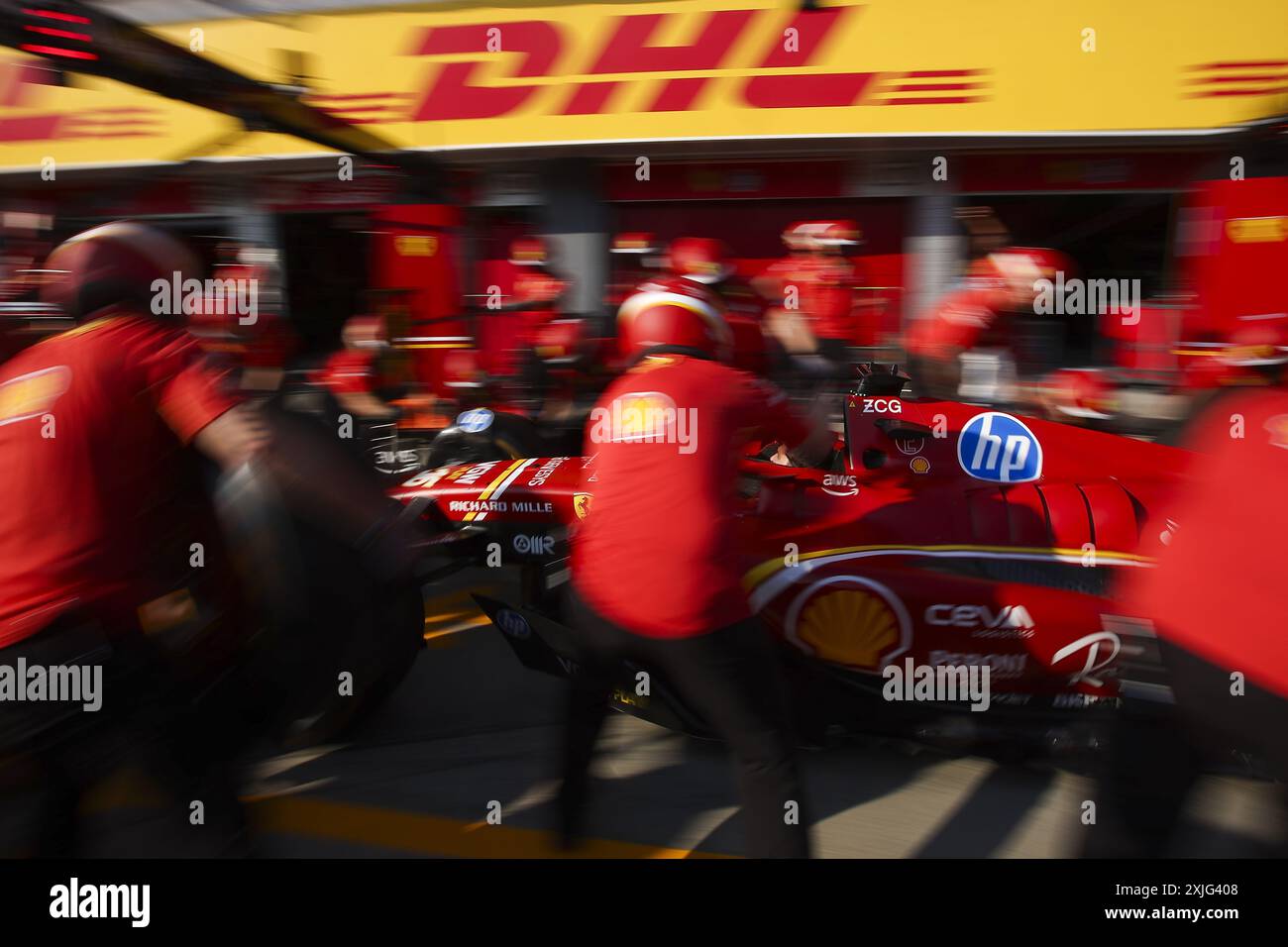 Scuderia Ferrari pit stop practice during the Formula 1 Hungarian Grand ...