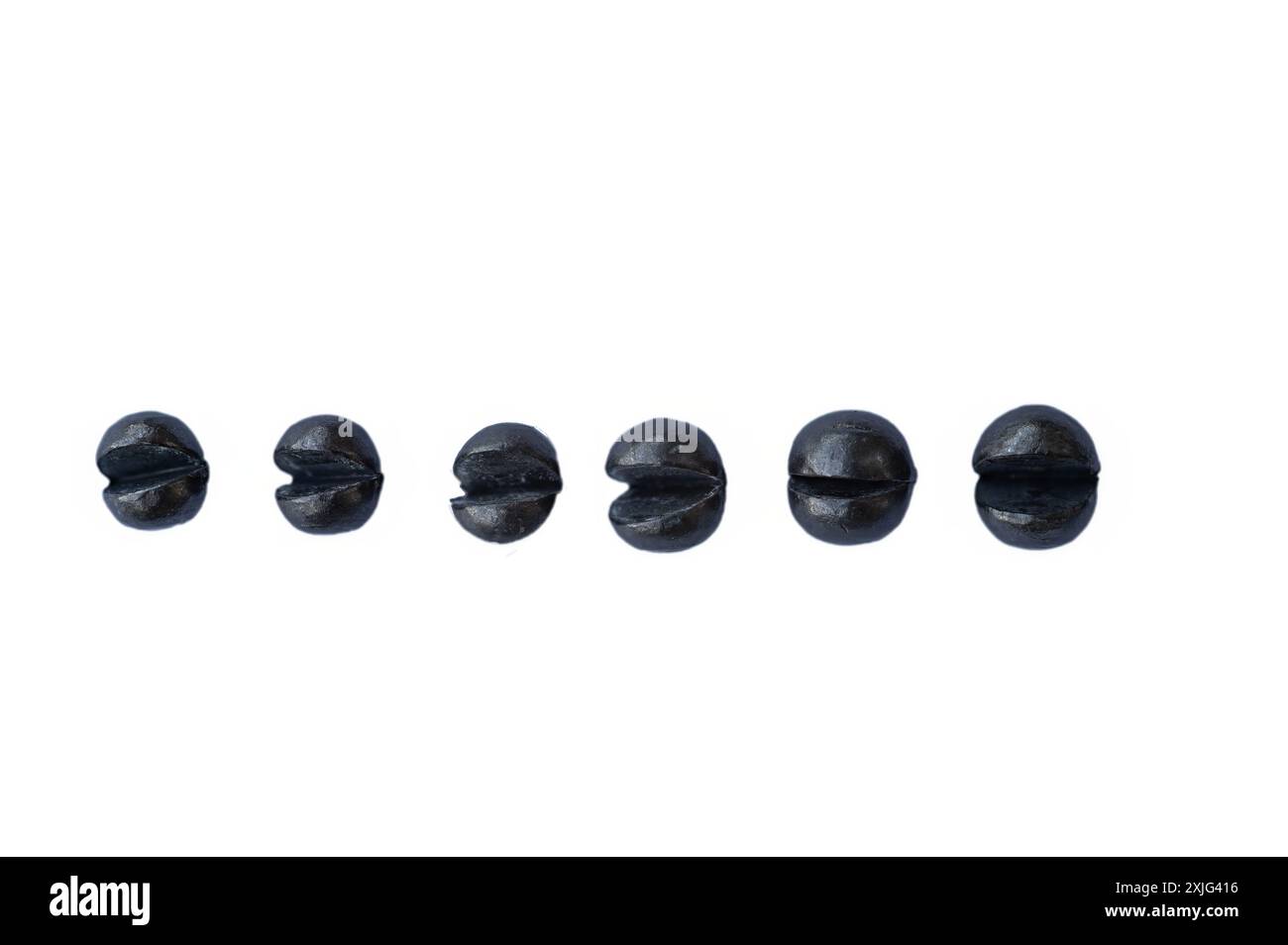 Fishing Sinkers Different Size in Row Isolated on White Background ...