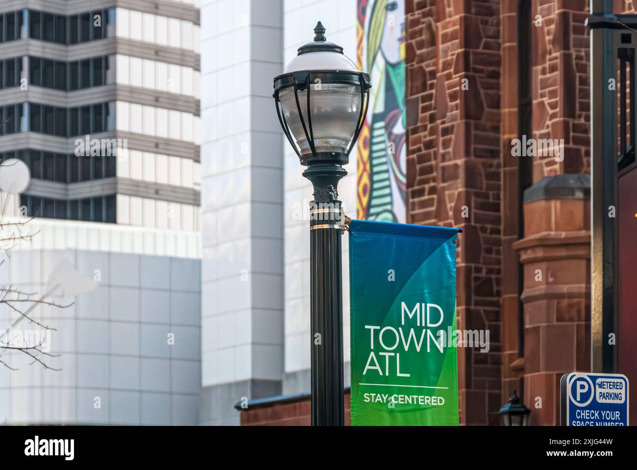 Midtown Atlanta streetlamp banner near the High Museum of Art in ...