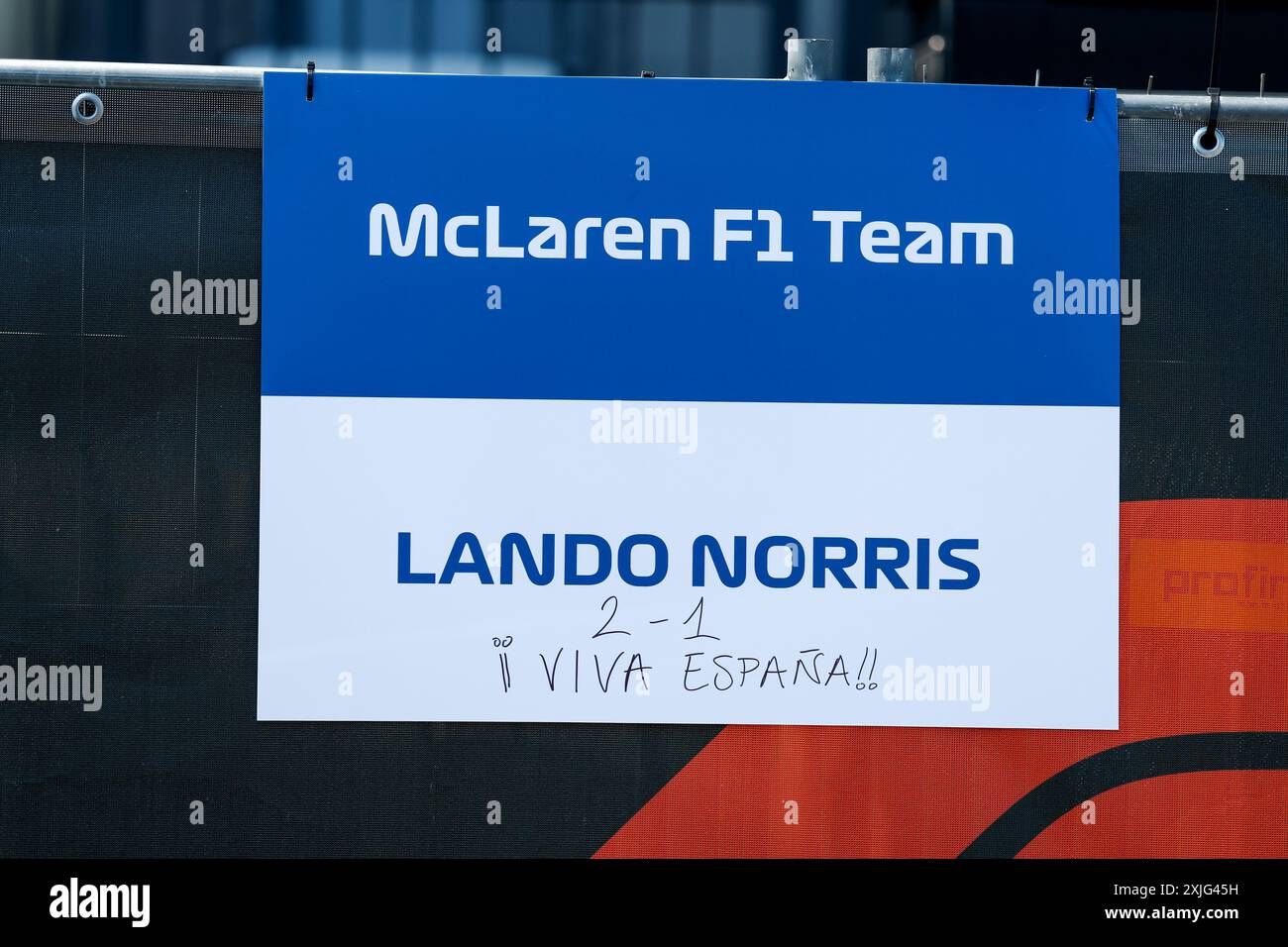 Banner in parking of Lando Norris during the Formula 1 Hungarian Grand ...