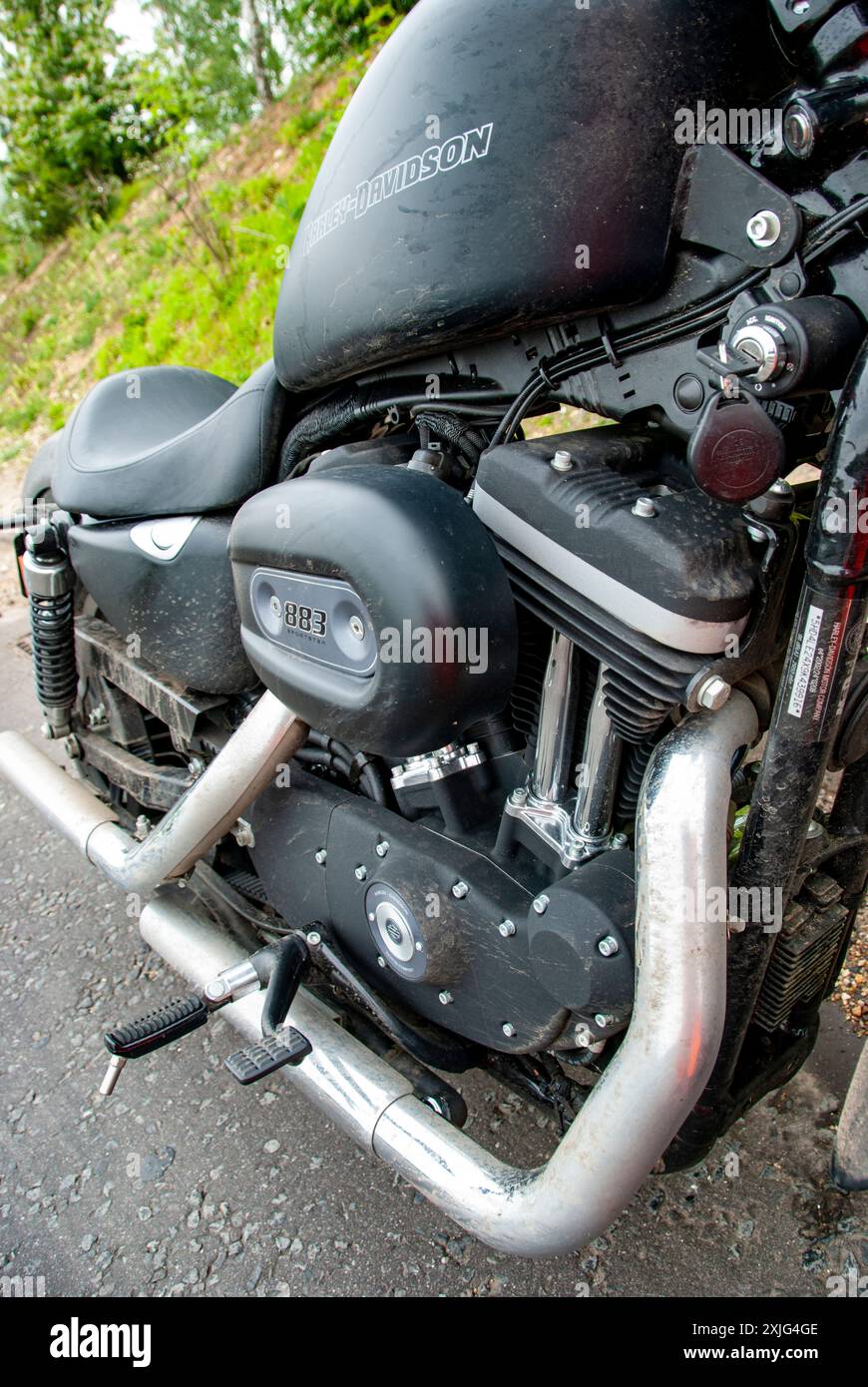 Harley Davidson motorcycle with mud splatters Stock Photo - Alamy