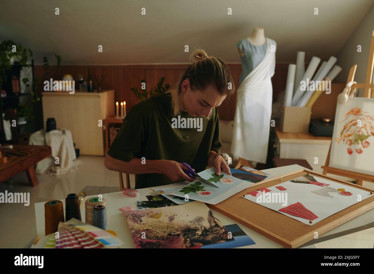 Designer Making Collage From Photos Stock Photo - Alamy