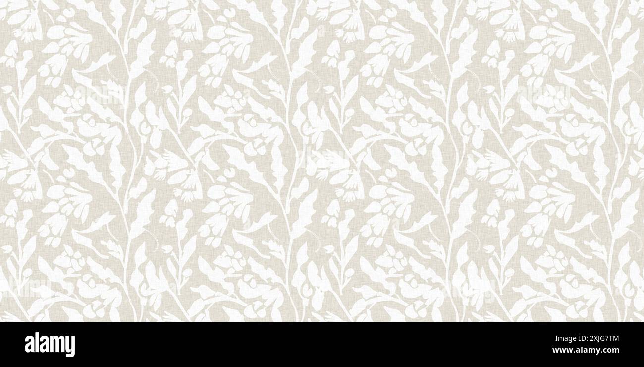 Seamless french gender neutral floral linen printed fabric border ...