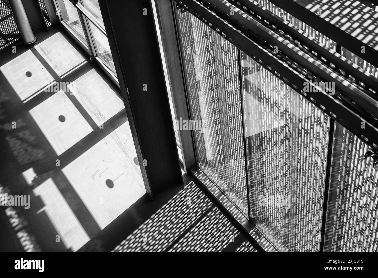 Abstract Light and Shadow Patterns in Modern Industrial Interior Stock ...