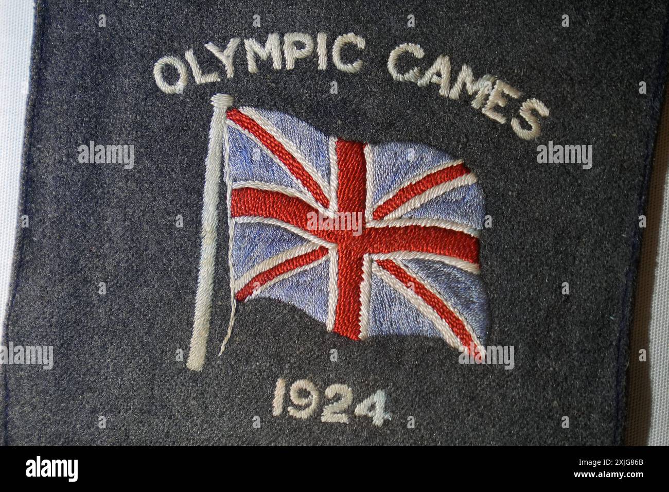 Detail on the pocket of a Britsh team plazer worn by Sir Arthur Marshall at the 1924 Olympics ...