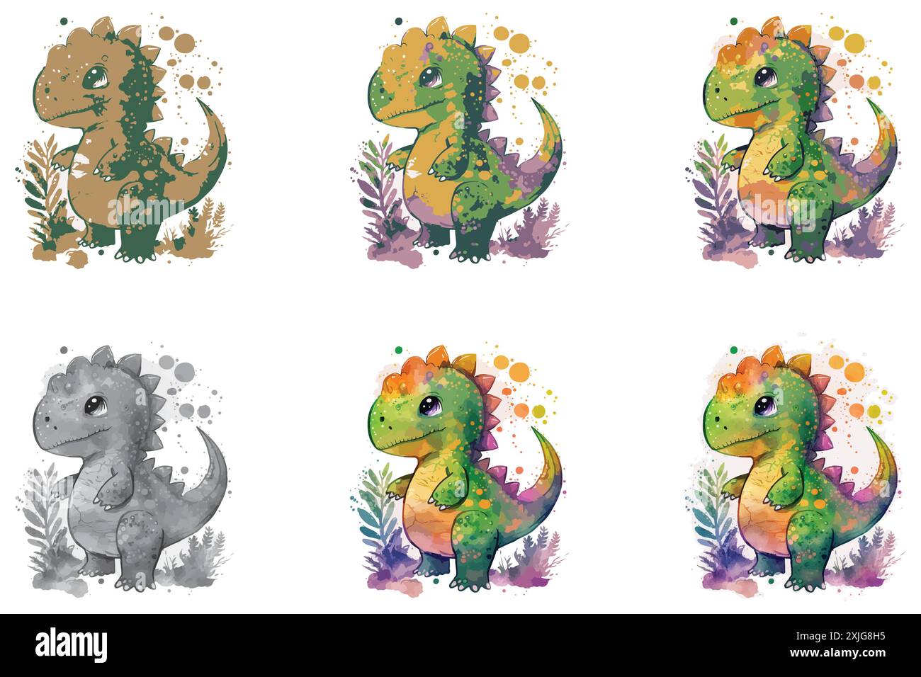 Triceratops dinosaur in watercolor Stock Vector Images - Alamy