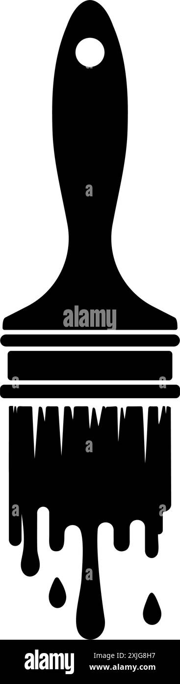 Paintbrush with dripping paint silhouette clip art vector illustration ...