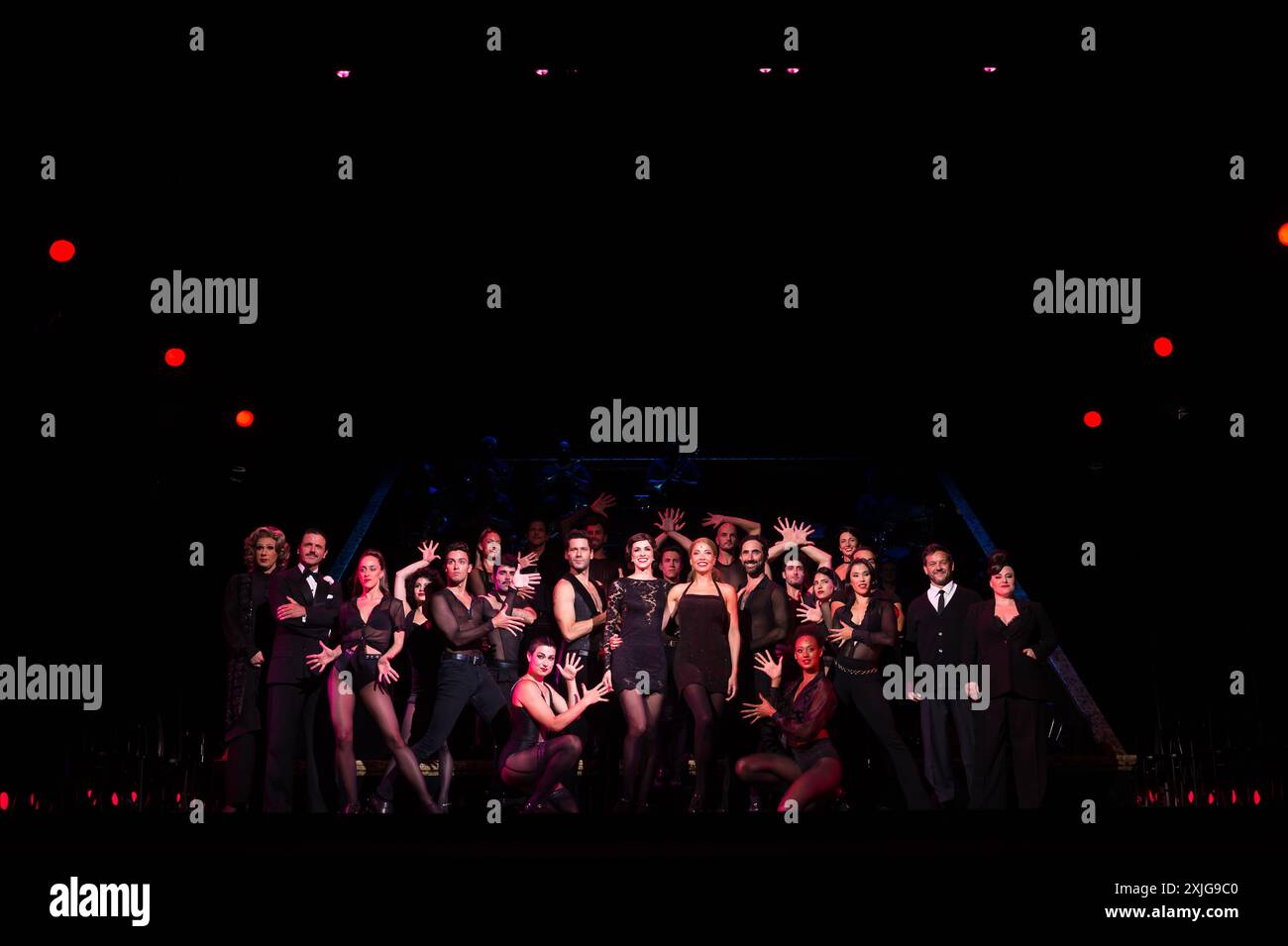 Malaga, Spain. 18th July, 2024. Cast members of the Broadway musical ...