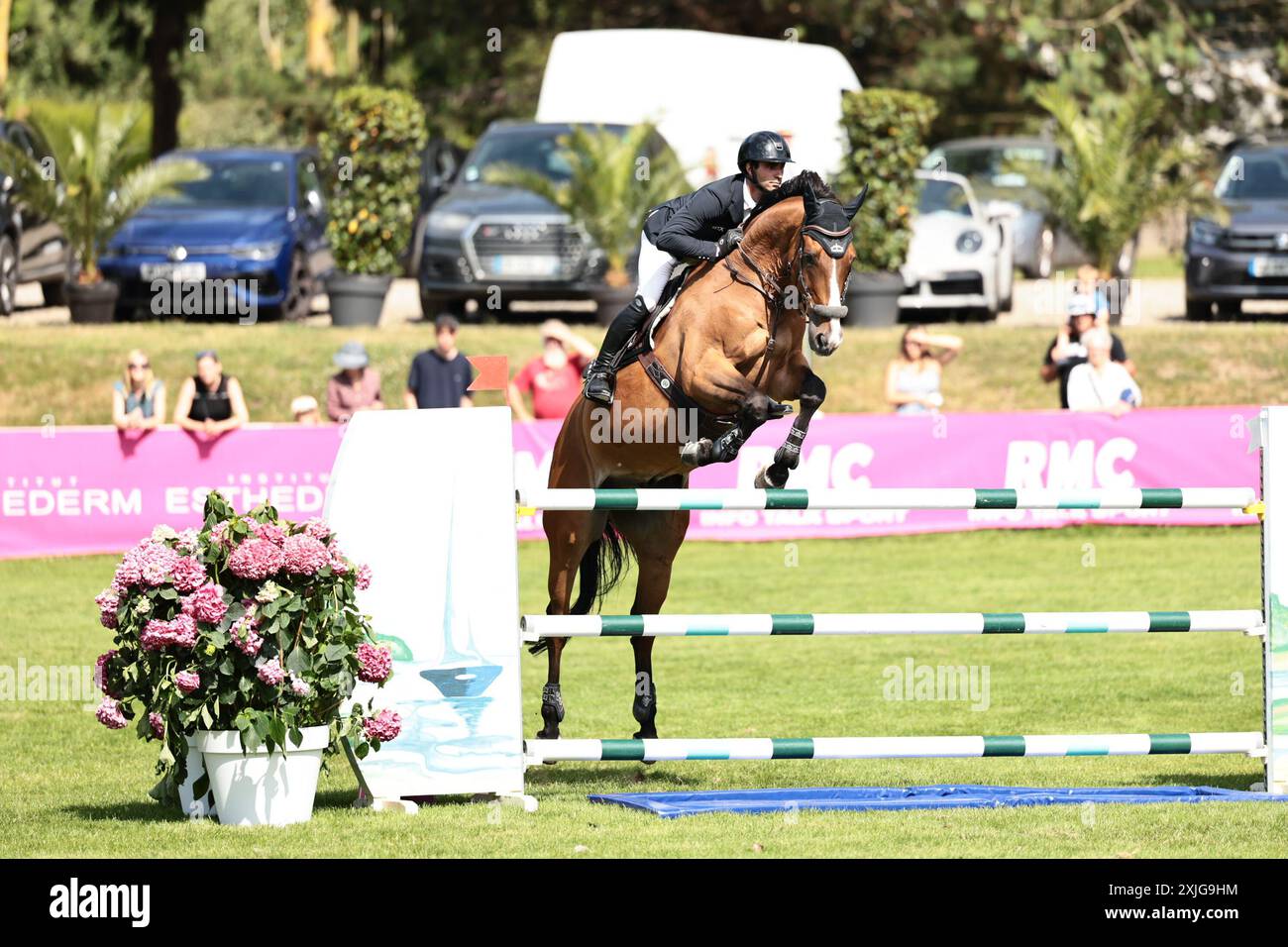 Julien Anquetin of France with Blood Diamond Du Pont during the Prix du ...