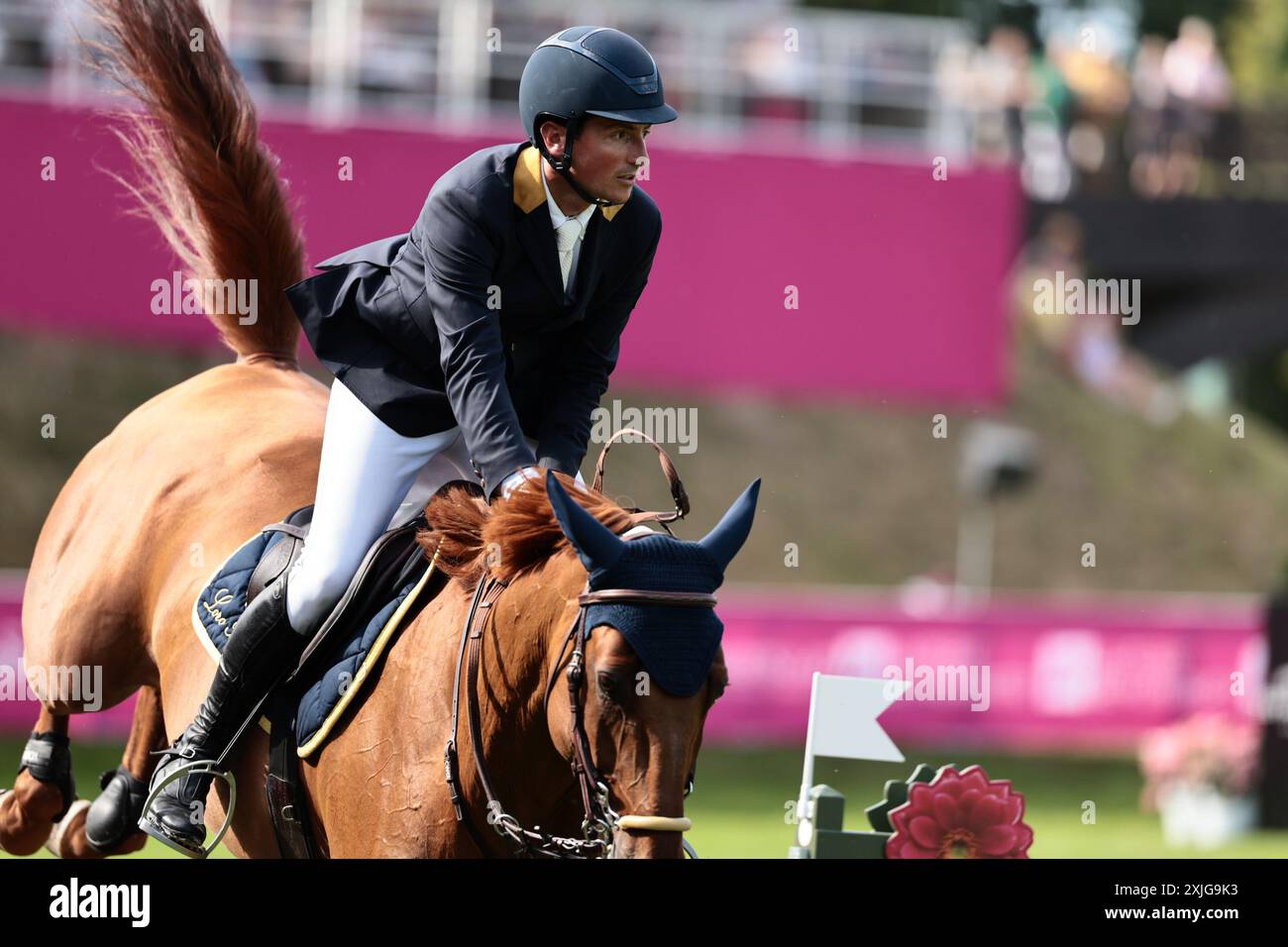 Lorenzo De Luca of Italy with Denver De Talma during the Prix du ...