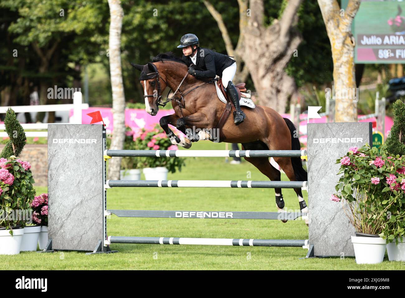 Julio Arias Cueva of Spain with Filou Du Manoir during the Prix du ...