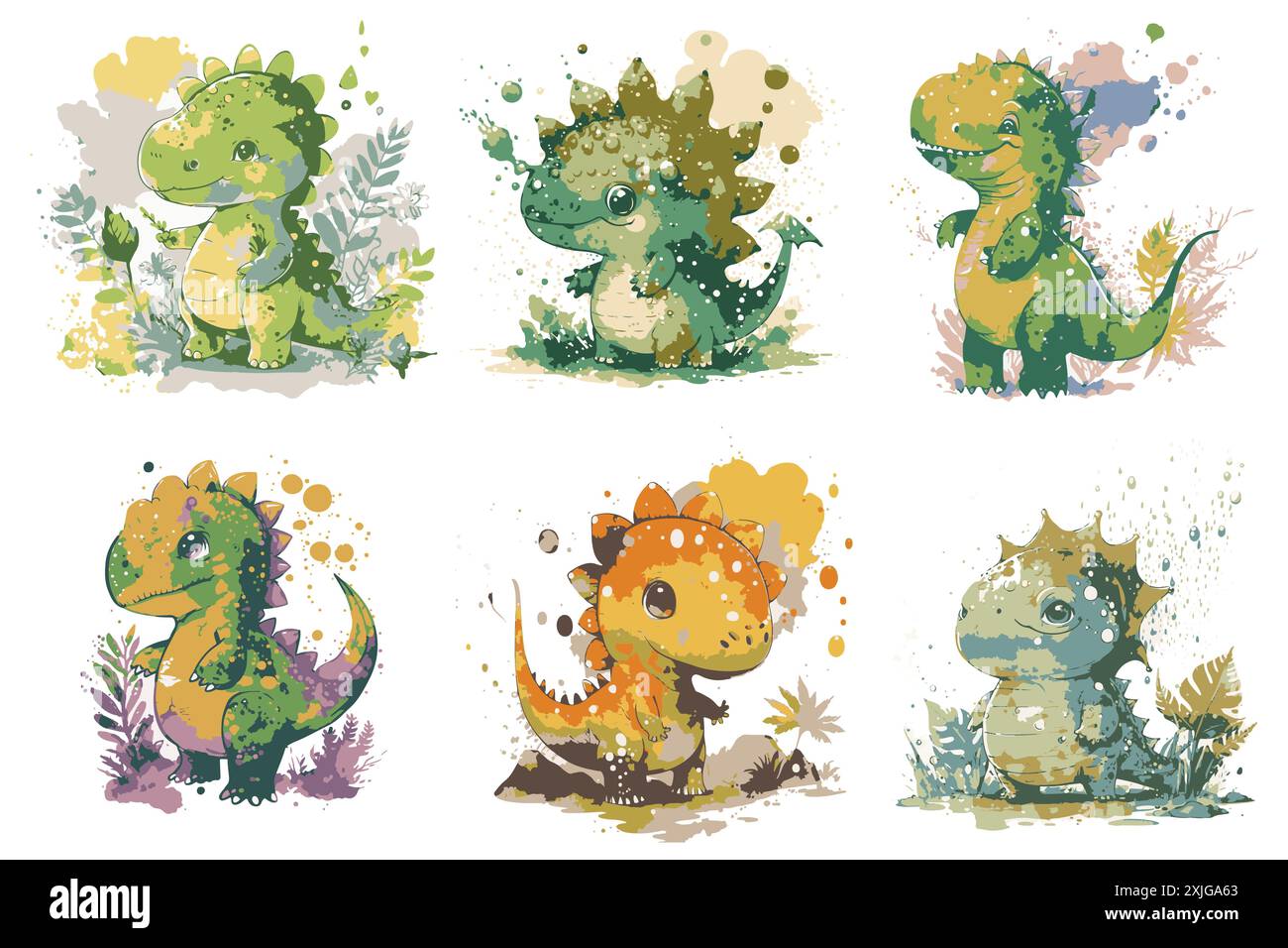 Watercolor Dinosaur vector illustration Stock Vector Image & Art - Alamy