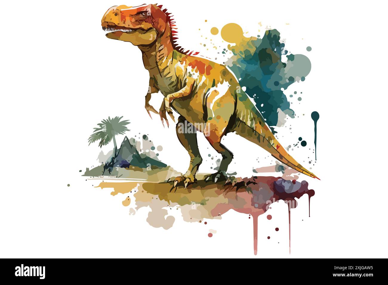 Watercolor Dinosaur vector illustration Stock Vector Image & Art - Alamy