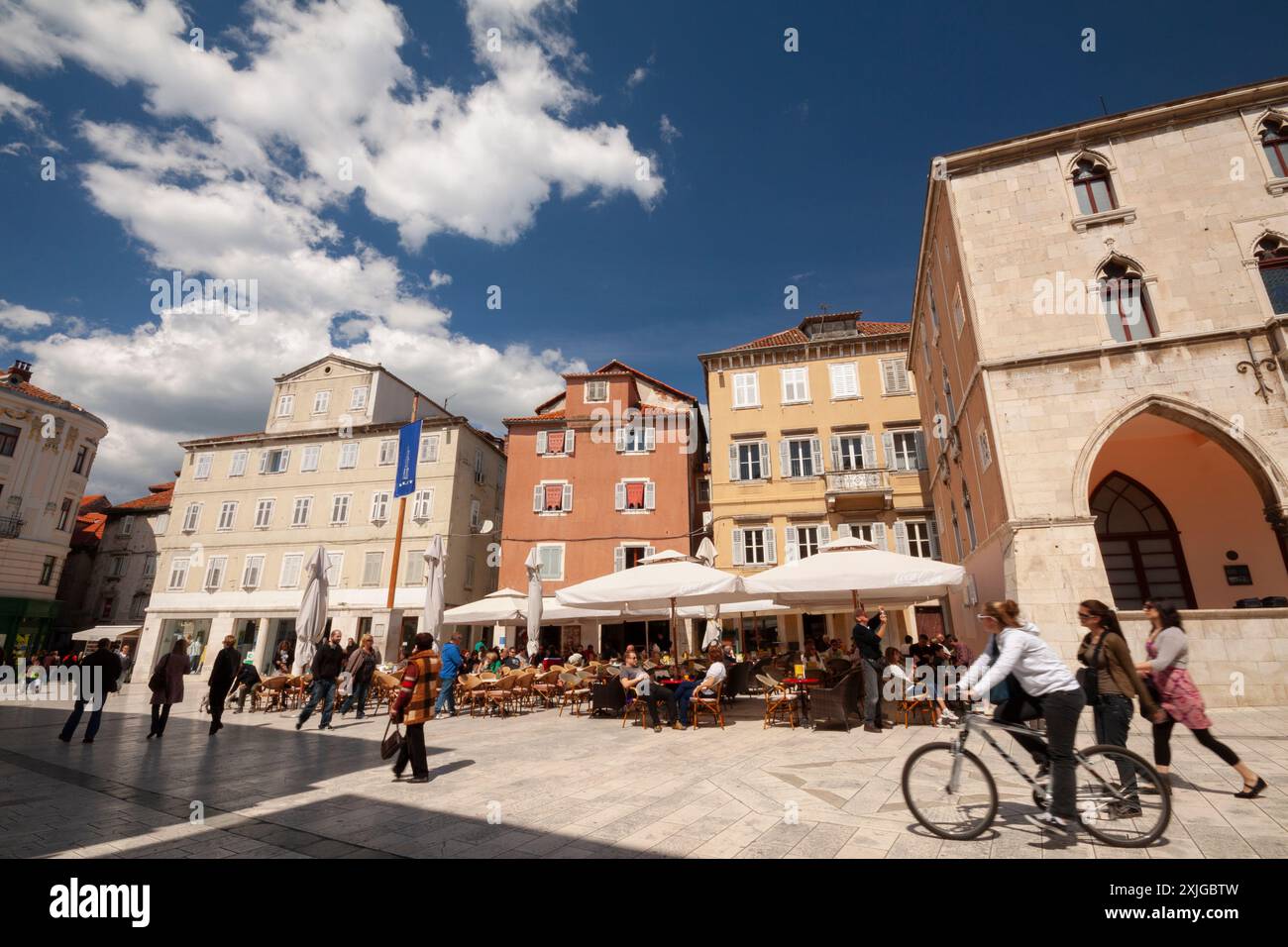 Daytime view of People's square in Split old town on the Dalmatian ...