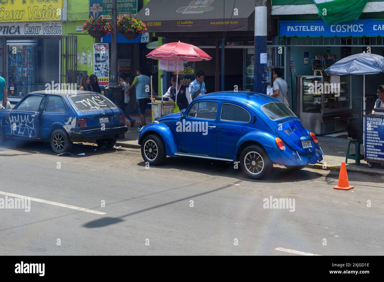 Lima, Peru - March 19, 2019: A colorful street view featuring iconic ...