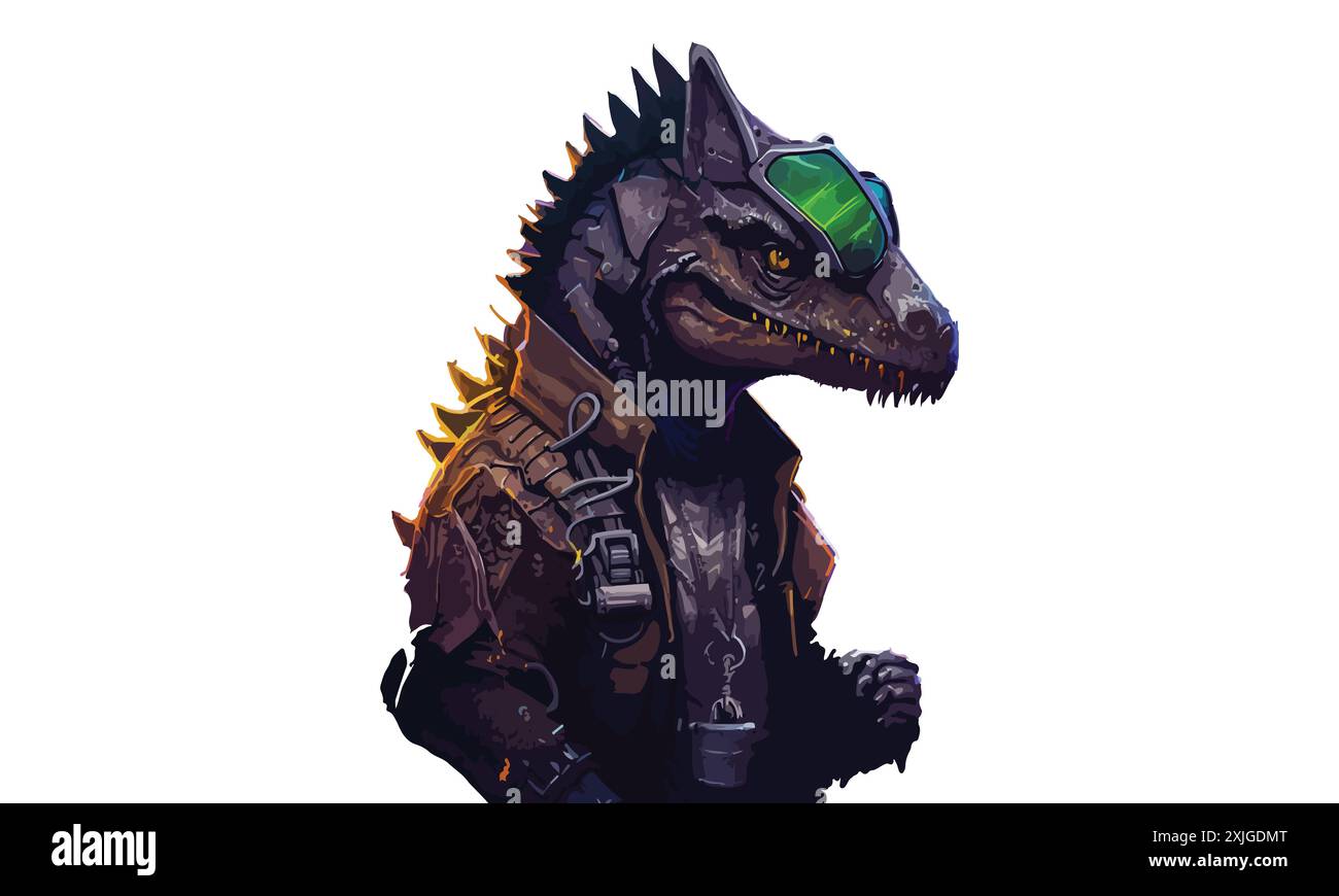 Cyberpunk Dinosaur vector illustration Stock Vector Image & Art - Alamy