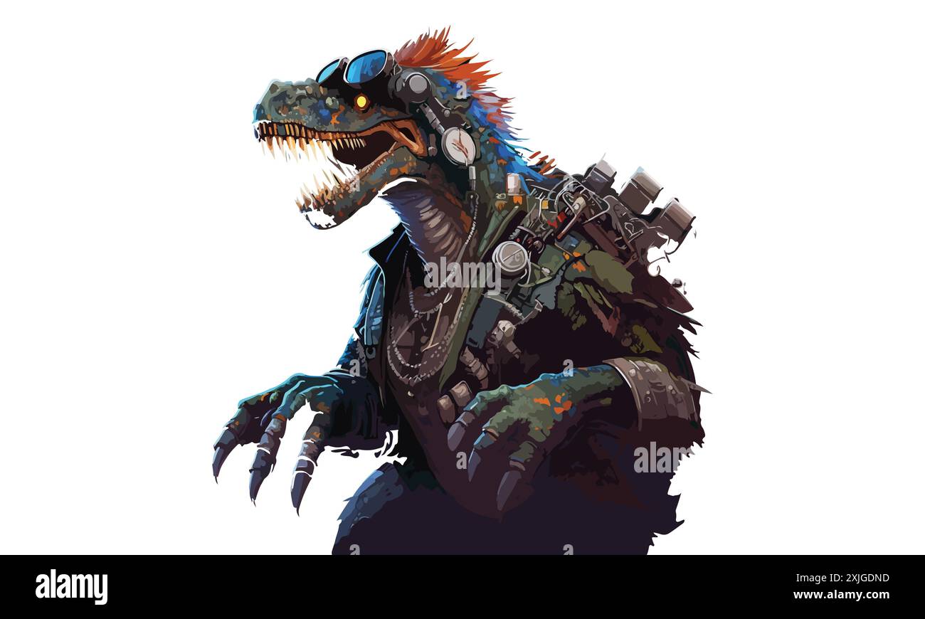 Cyberpunk Dinosaur vector illustration Stock Vector Image & Art - Alamy