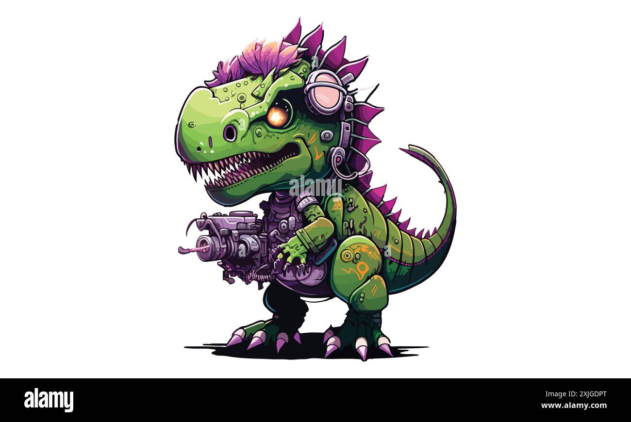 Cyberpunk Dinosaur vector illustration Stock Vector Image & Art - Alamy